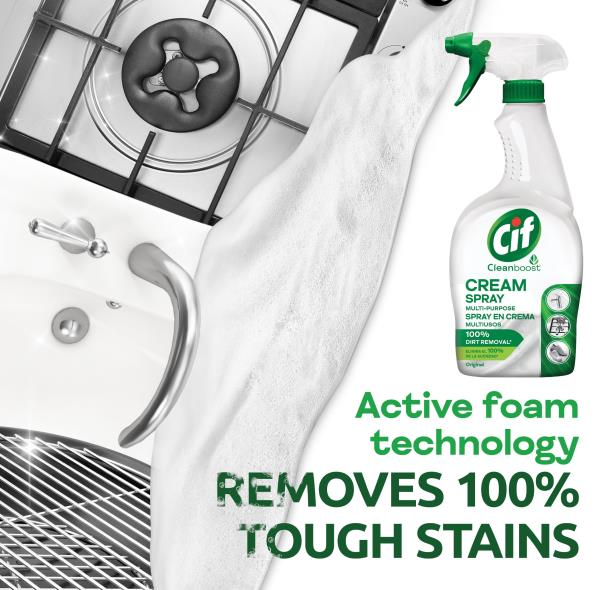 CIF CLEANBOOST MULTI-PURPOSE CREAM SPRAY WITH 100% DIRT REMOVAL 650ML ...