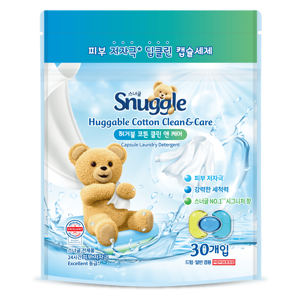 SNUGGLE CAPSULE LAUNDRY DETERGENT HUGGABLE COTTON CLEAN & CARE 30PCS ...