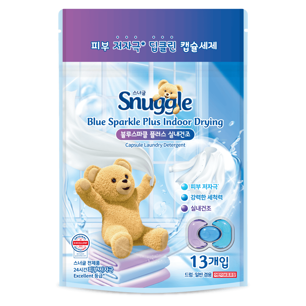 SNUGGLE CAPSULE LAUNDRY DETERGENT BLUE SPARKLE PLUS INDOOR DRYING 13PC ...