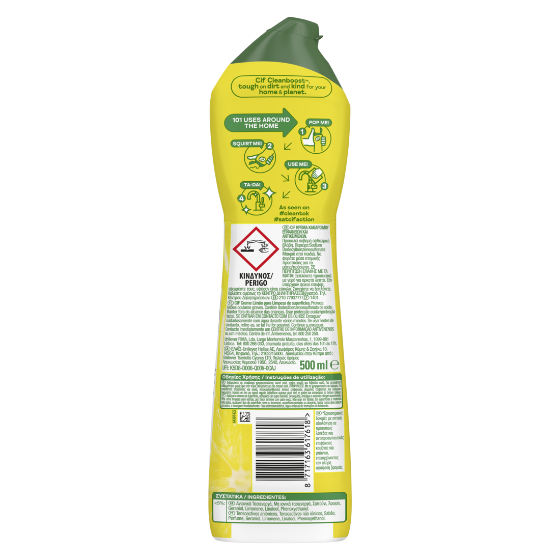 Cif Cream Lemon Multi-Surface Cleaner for All Surfaces 500ml – The Good ...