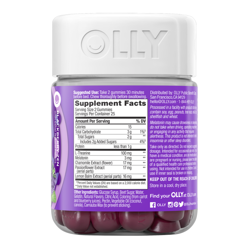OLLY Sleep Gummy Vitamins with Melatonin Chewable Gummy Supplement 50 ...