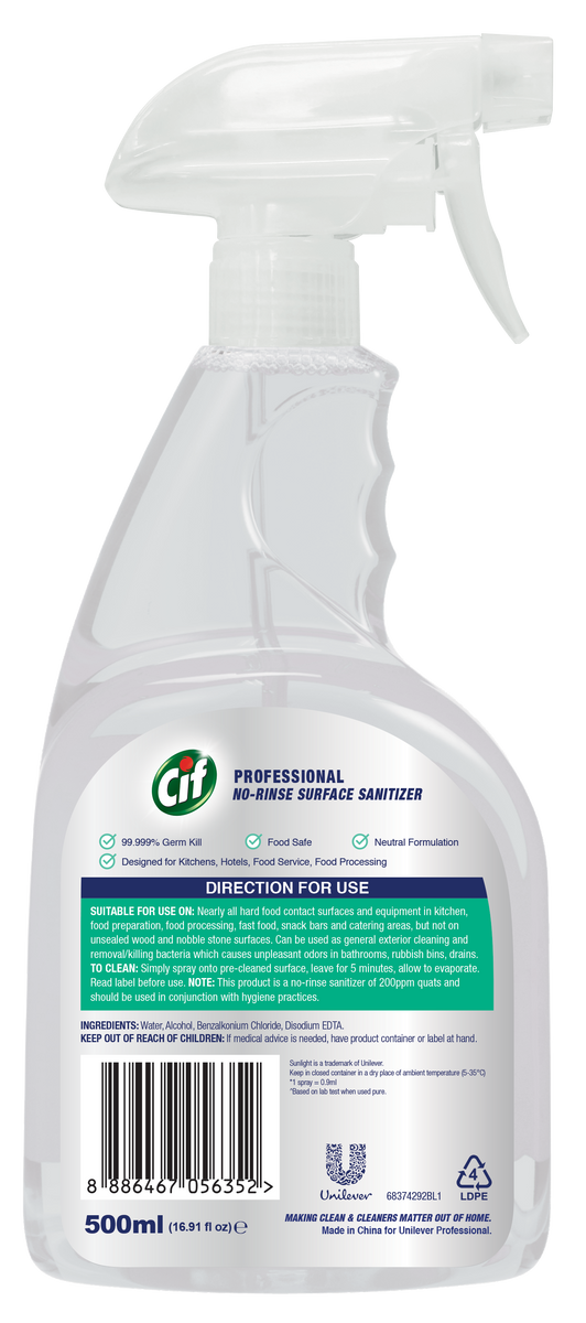 Cif Professional No-Rinse Sanitizer 500ml – The Good Cart SG
