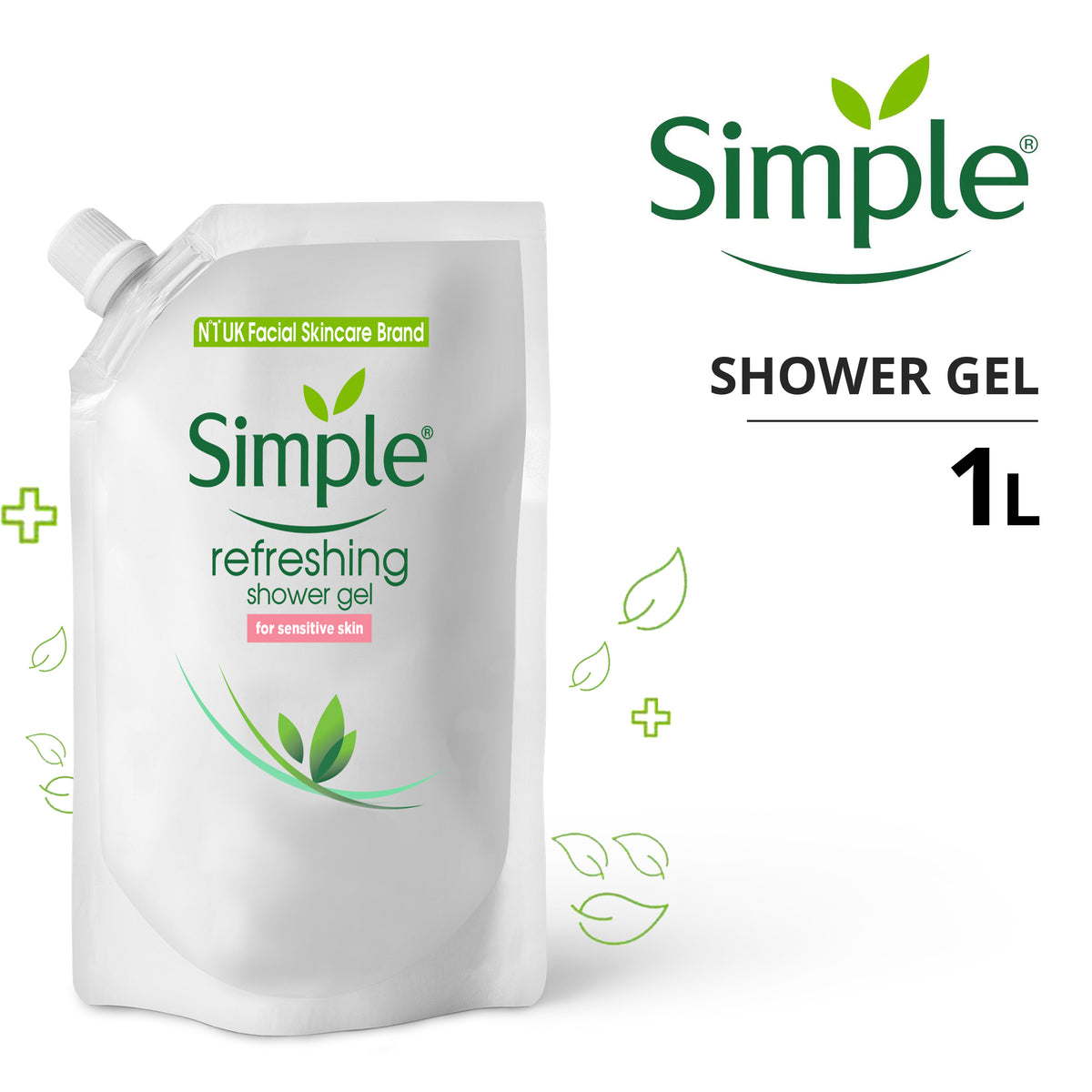 Simple Refreshing Shower Gel Refill Pouch 1L – The Good Cart SG